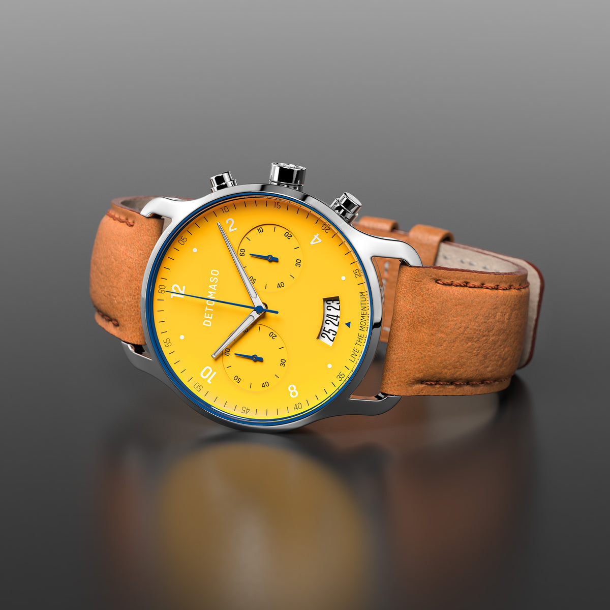SORPASSO CHRONOGRAPH GIALLO Leather Brown Classic – Detomaso Watches