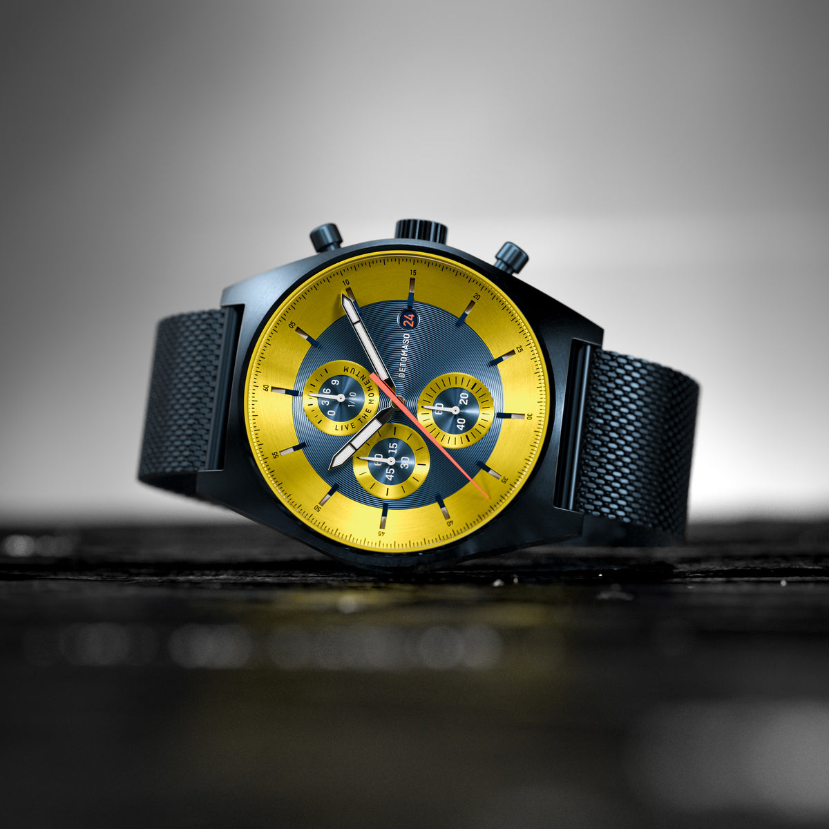 D10 CHRONOGRAPH LIMITED EDITION BLUE YELLOW Mesh Dark blue Matte ...