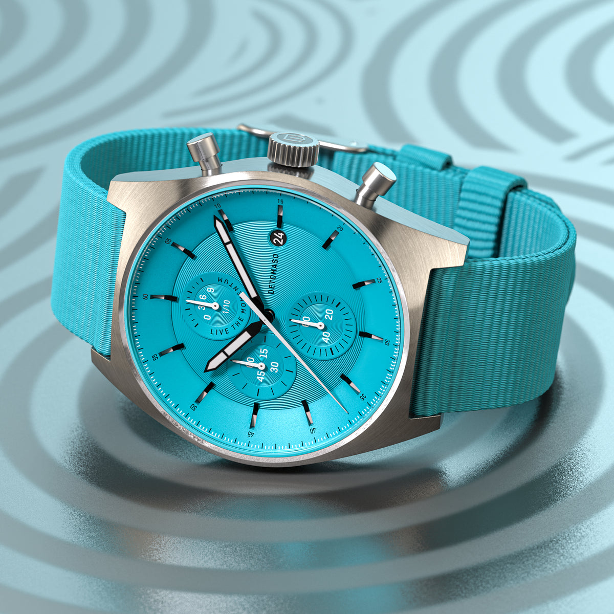 D10 CHRONO MINTY BLUE Ocean Plastic Turquoise Woven – Detomaso Watches