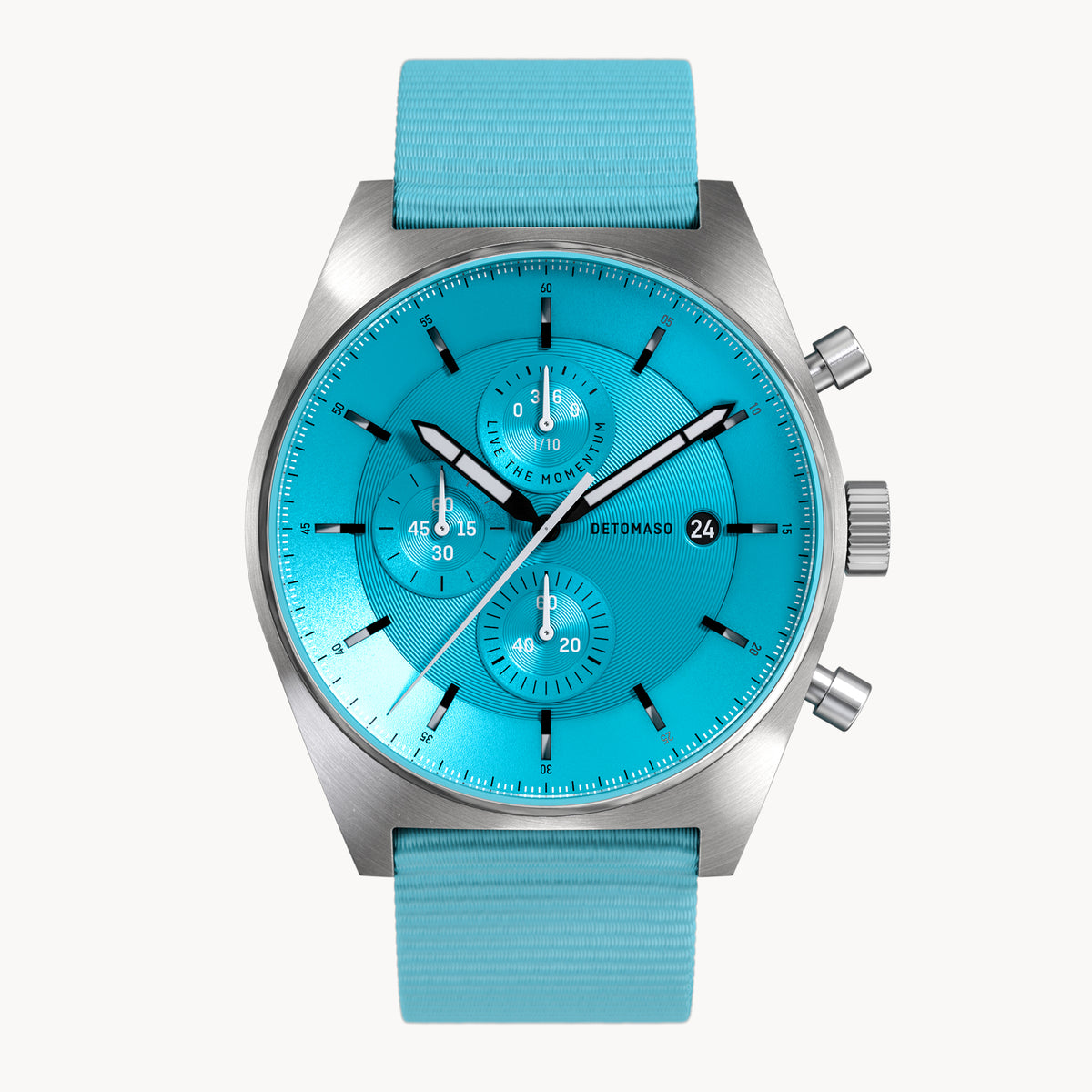 D10 CHRONO MINTY BLUE Ocean Plastic Turquoise Woven – Detomaso Watches