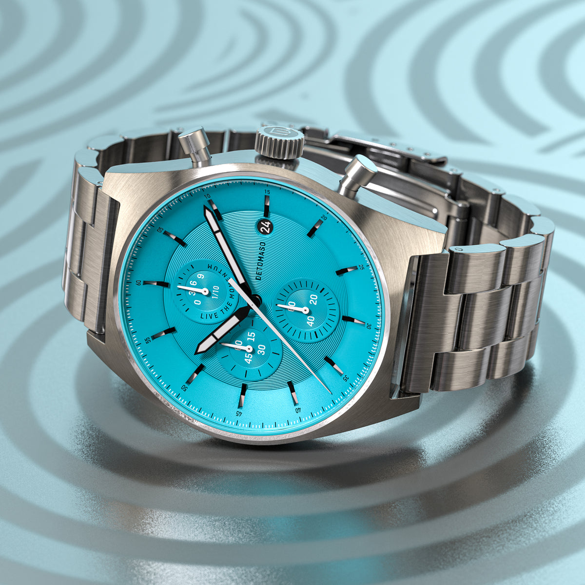 D10 CHRONO MINTY BLUE Stainless steel Silver Brushed – Detomaso Watches