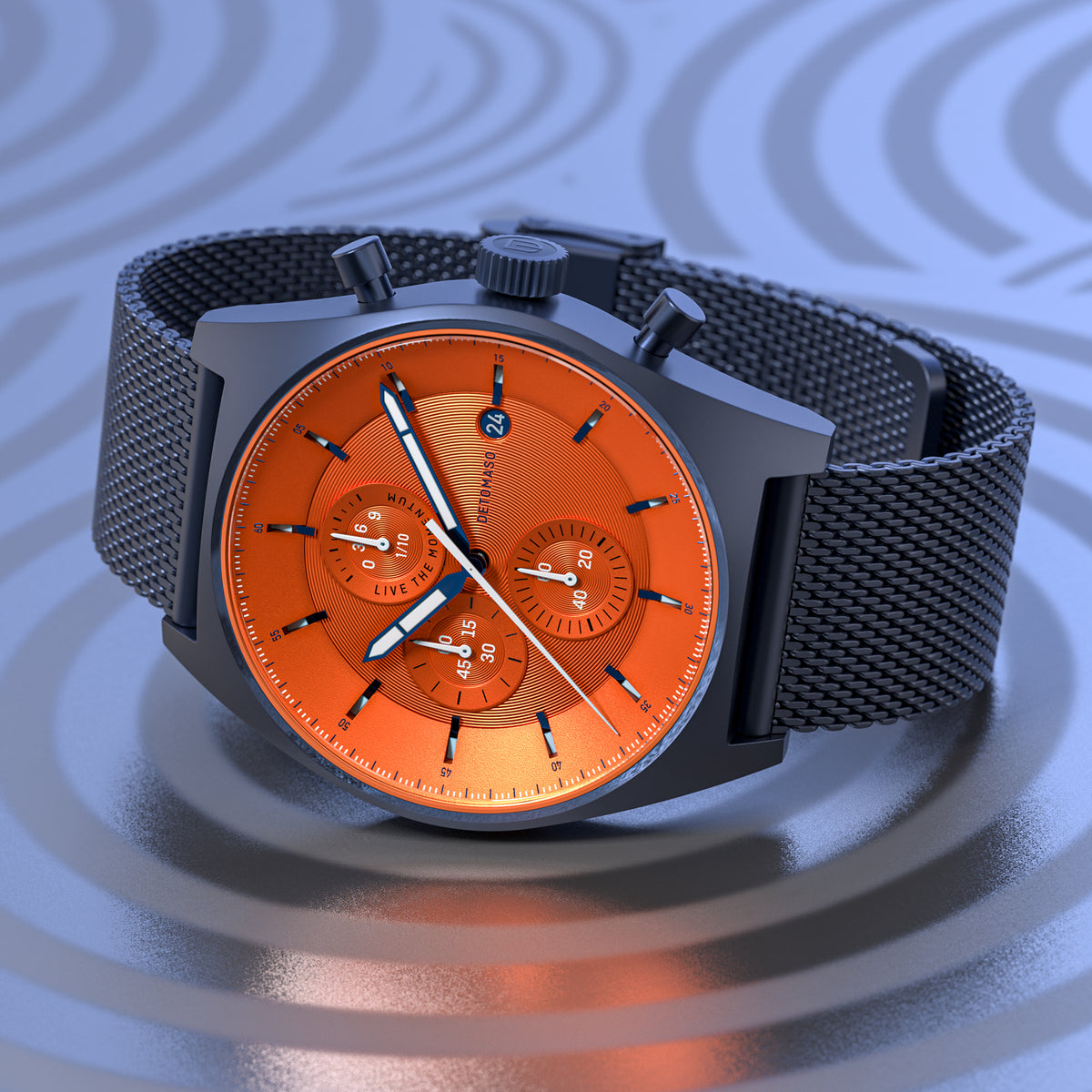 D10 CHRONO BLUE BOLD ORANGE Mesh Blue Matte – Detomaso Watches