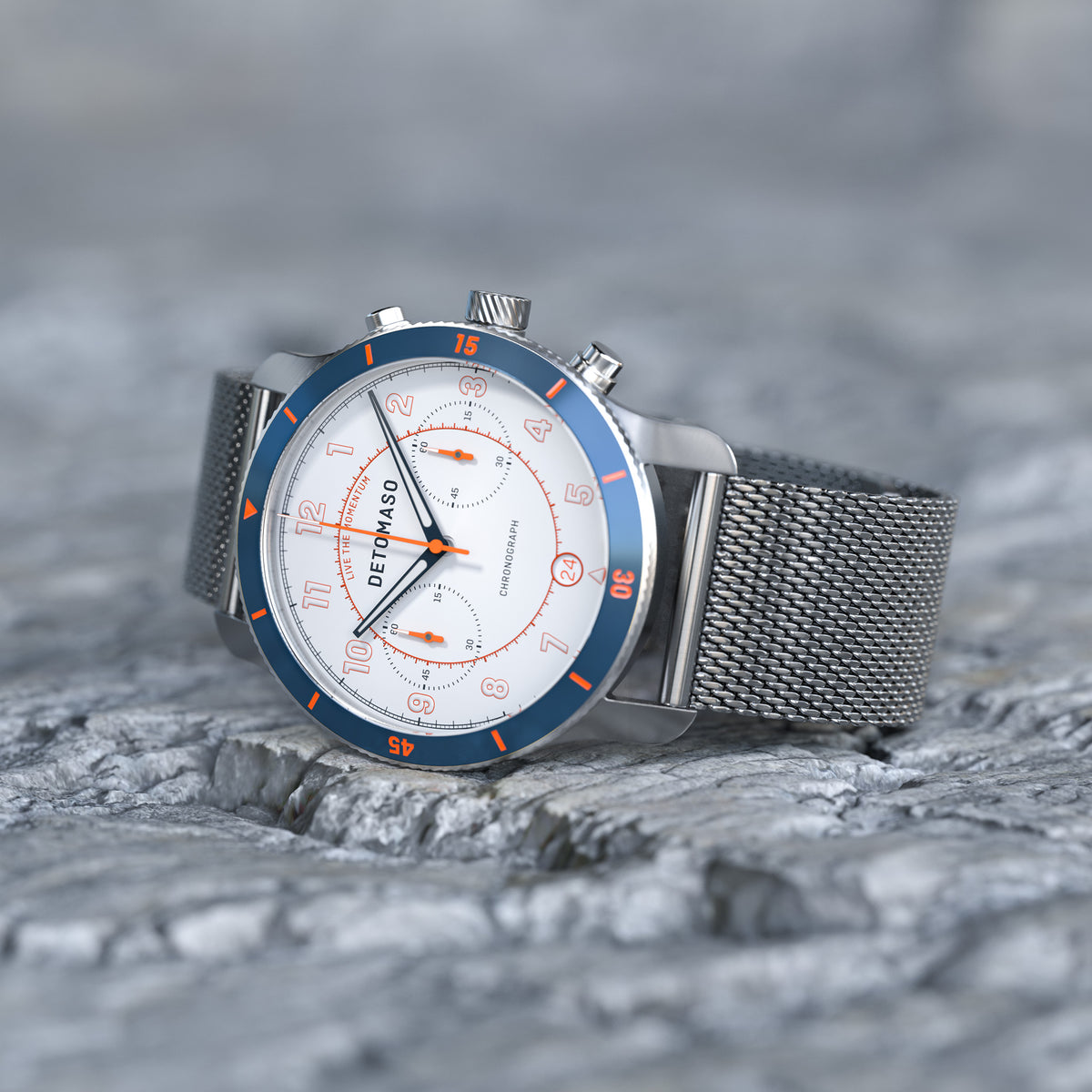 VENTURE CHRONOGRAPH LIMITED EDITION WHITE BLUE Mesh Silver Matte ...