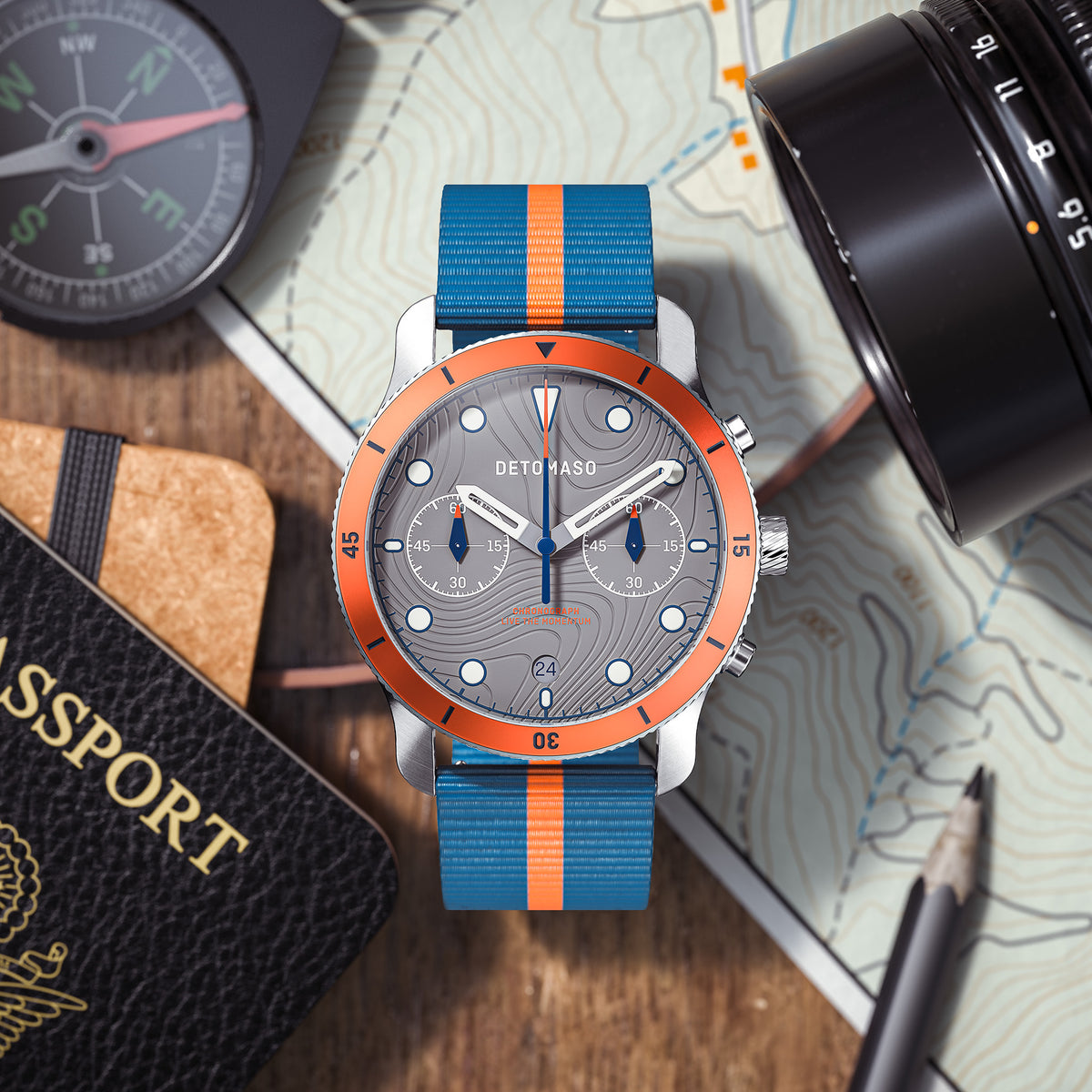 VENTURE CHRONOGRAPH TOPO GRAY Ocean Plastic Blue Orange Woven ...