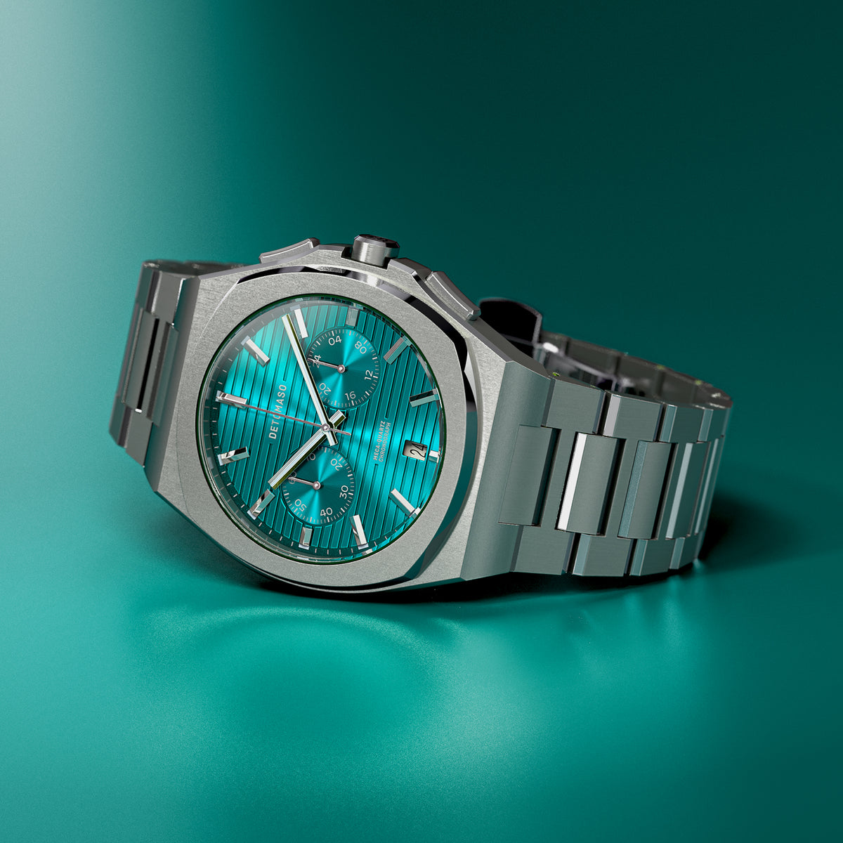 VOLTRE CHRONO PETROL Stainless steel Silver Matte – Detomaso Watches