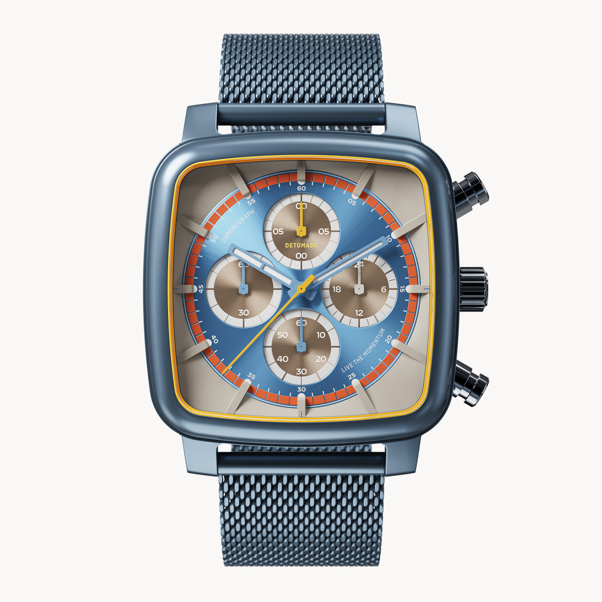D20 CHRONOGRAPH STRADALE SILVER BEIGE BLUE Mesh Sandblasted – Detomaso ...